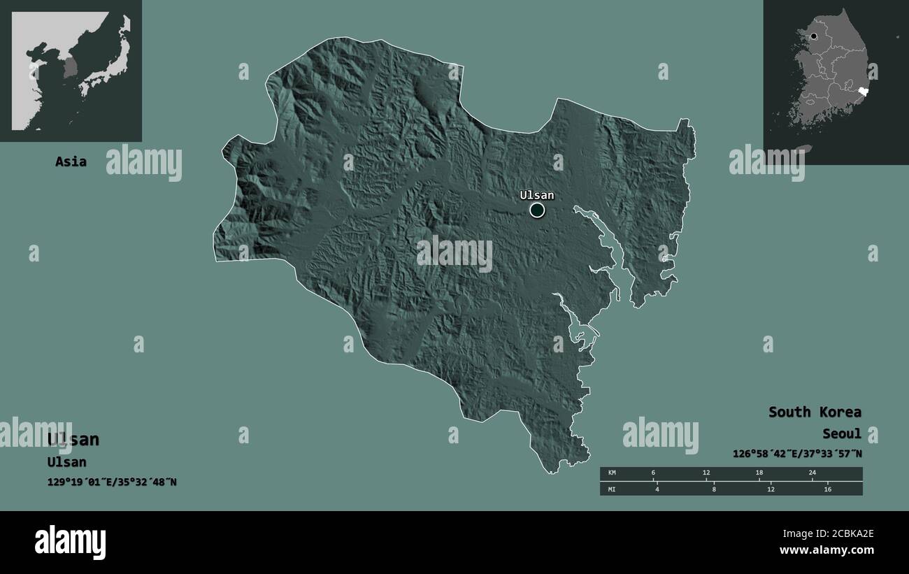 Shape of Ulsan, metropolitan city of South Korea, and its capital ...