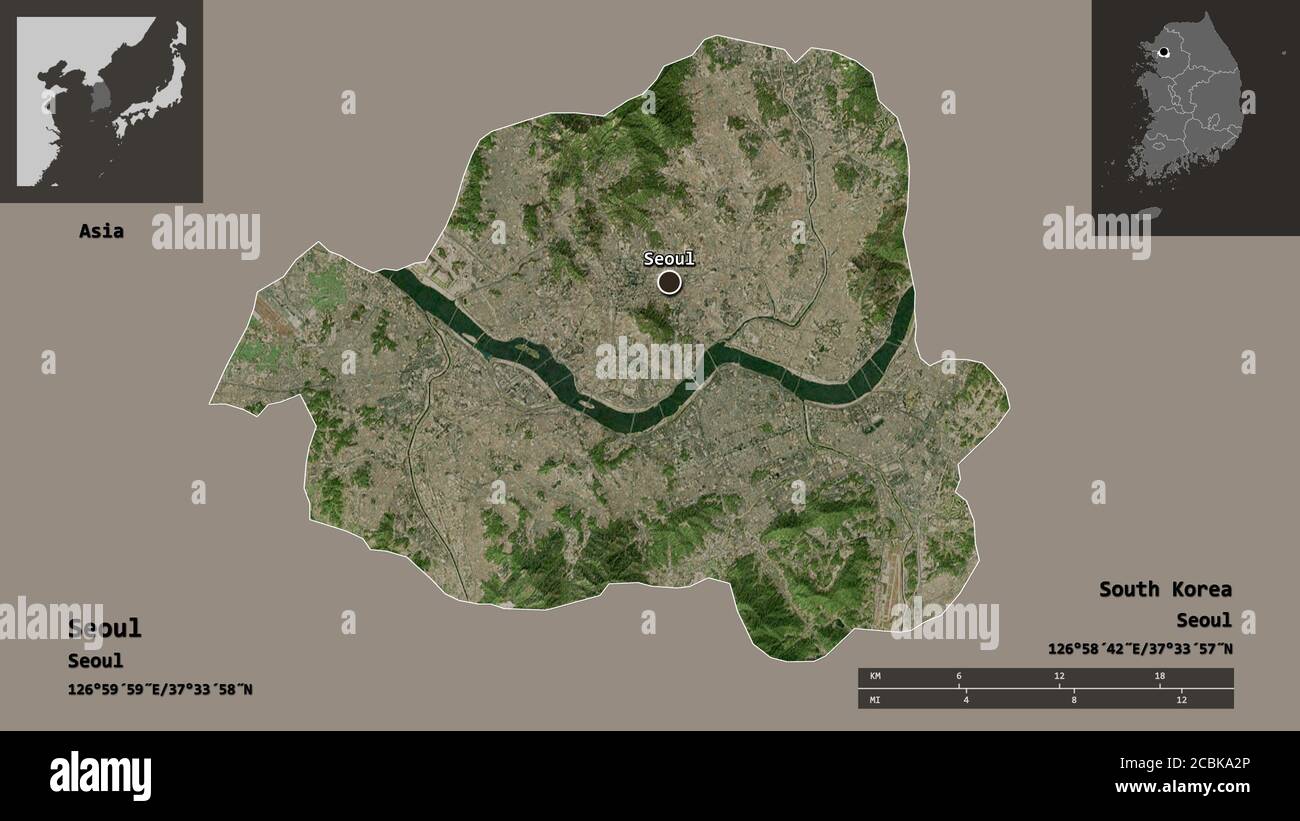 Shape of Seoul, capital metropolitan city of South Korea, and its ...