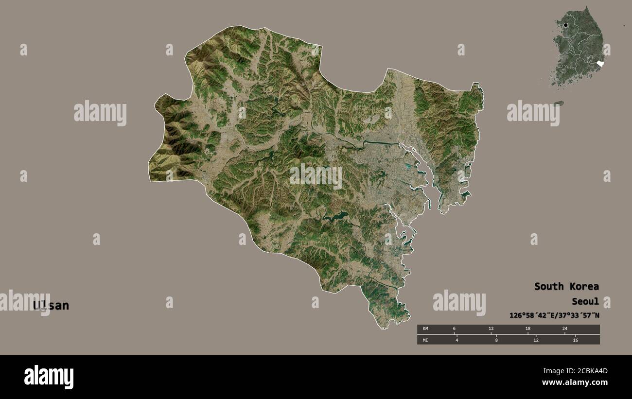Shape of Ulsan, metropolitan city of South Korea, with its capital ...