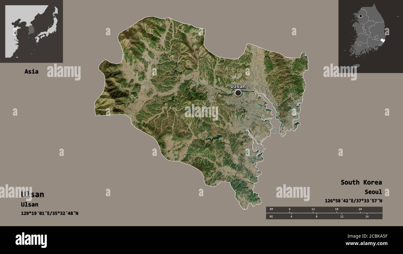 Shape of Ulsan, metropolitan city of South Korea, and its capital ...