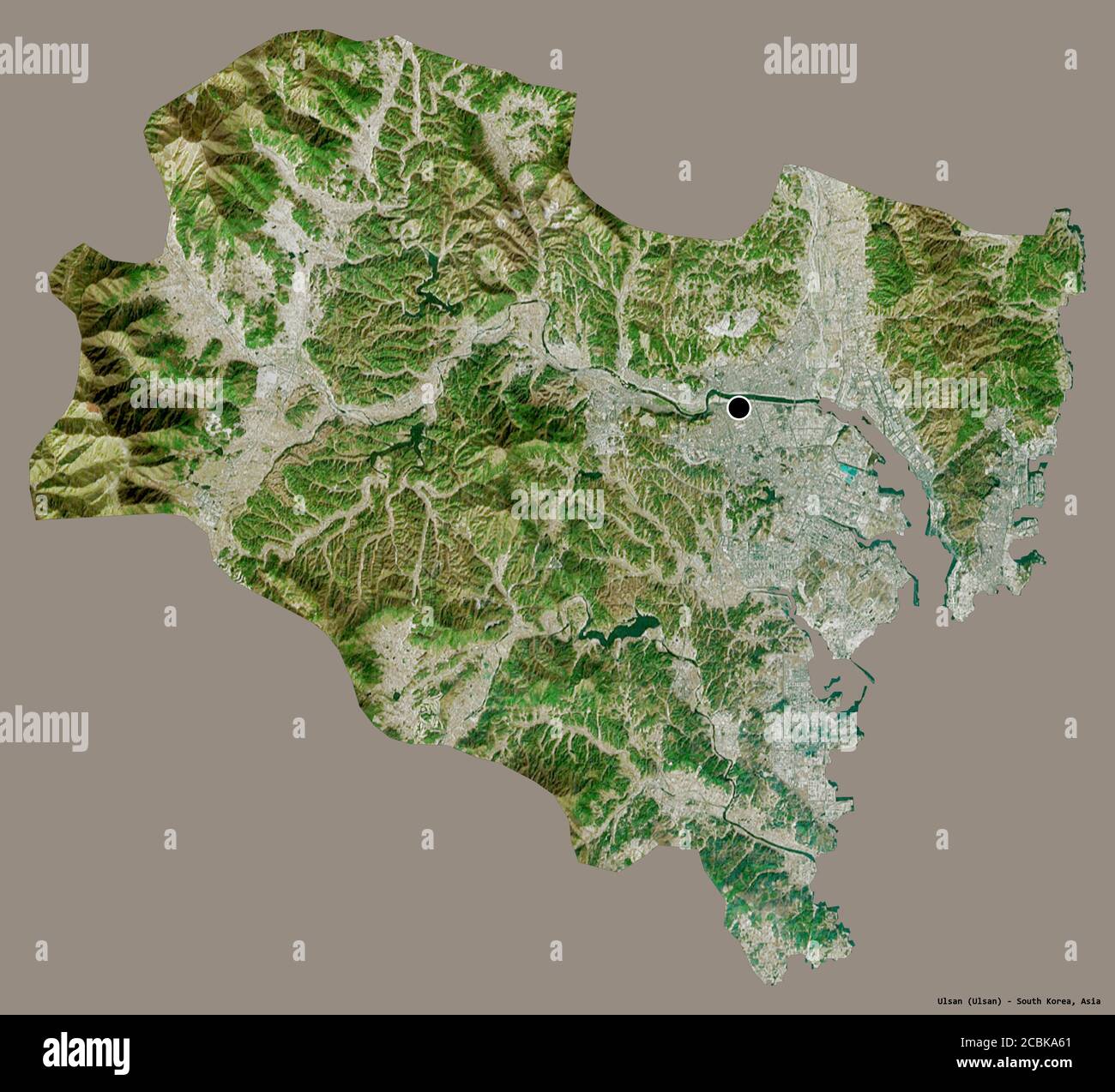 Shape of Ulsan, metropolitan city of South Korea, with its capital ...