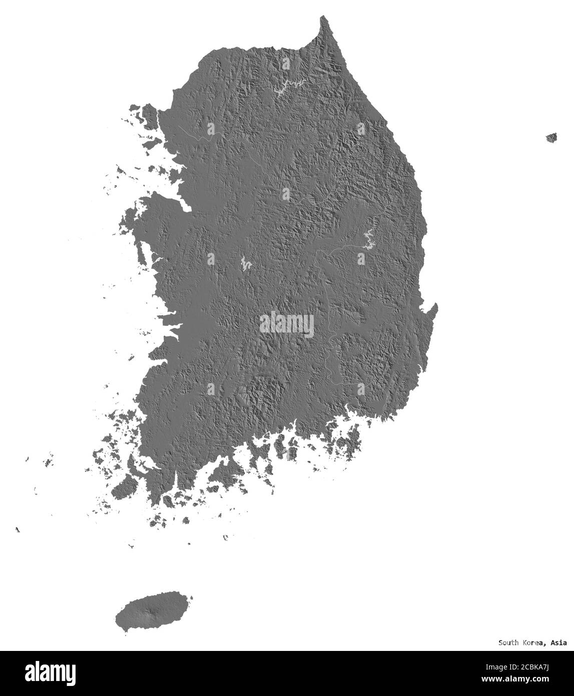 Shape of South Korea with its capital isolated on white background ...