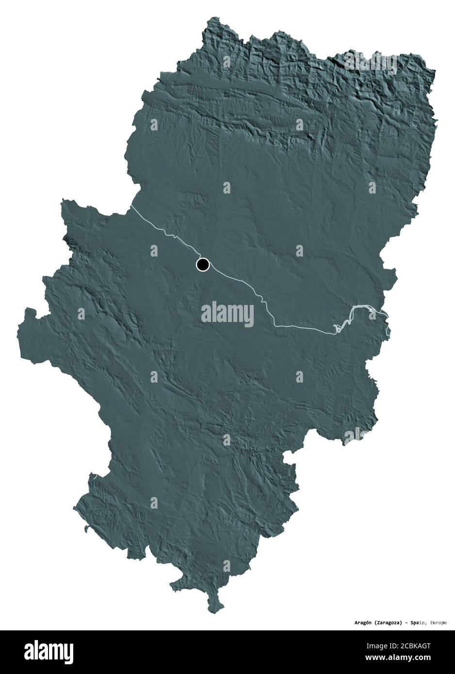 Shape of Aragón, autonomous community of Spain, with its capital ...