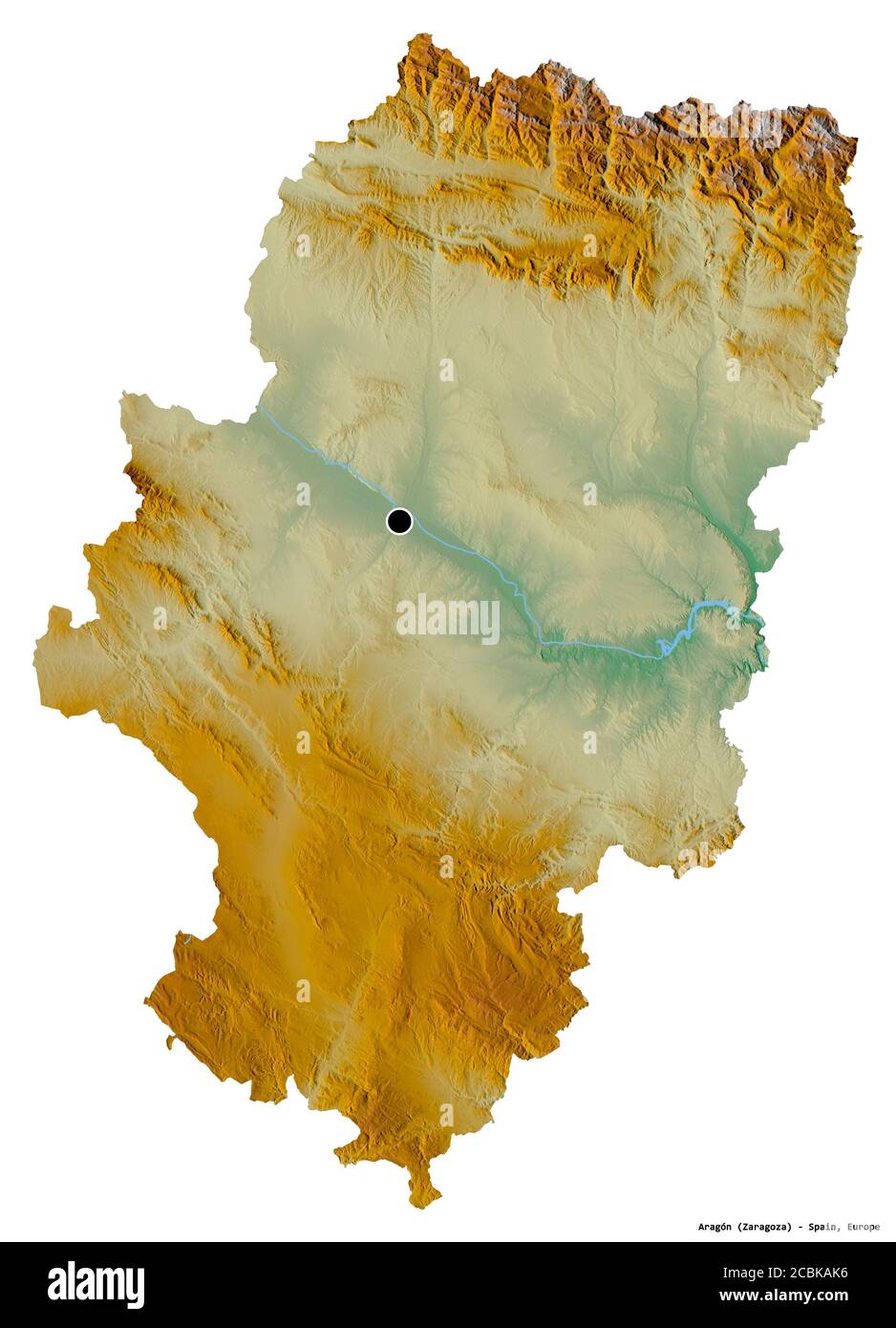 Shape of Aragón, autonomous community of Spain, with its capital ...