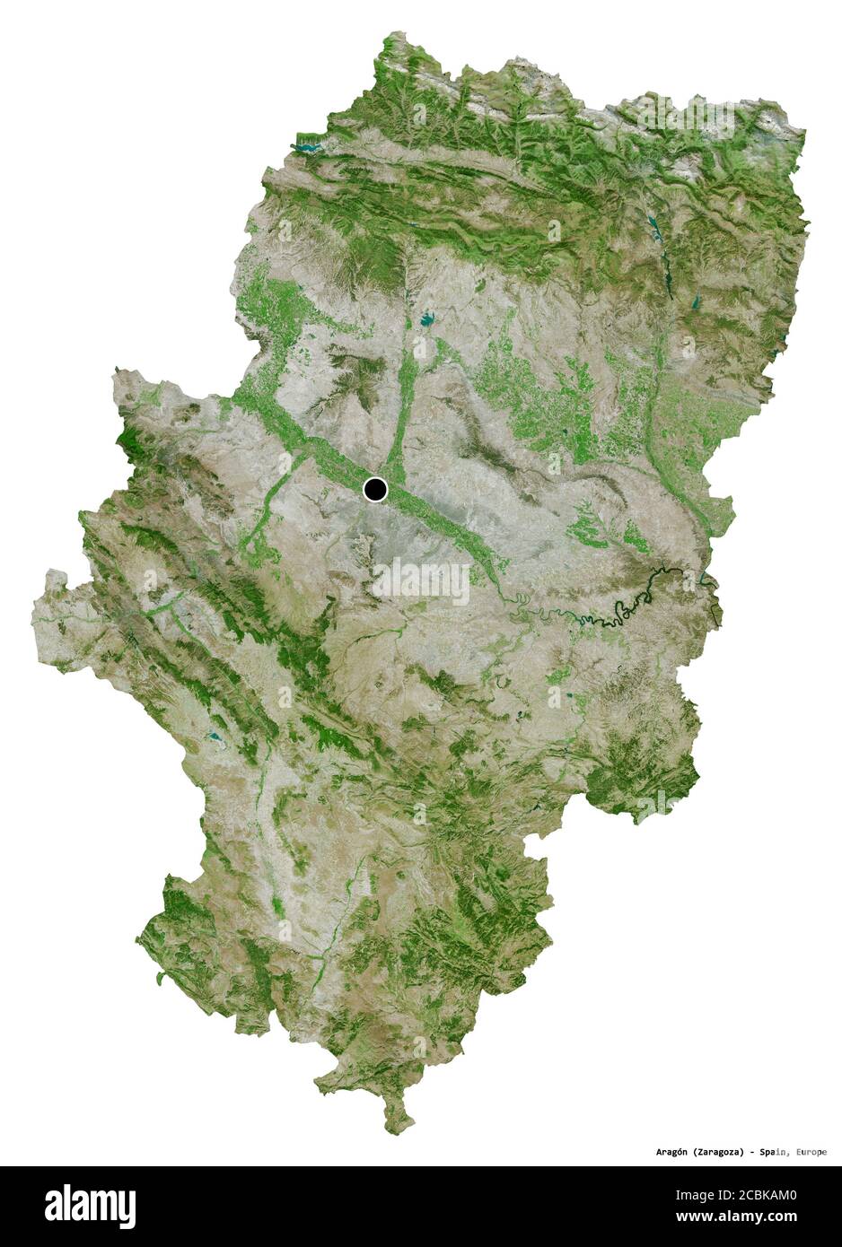 Shape of Aragón, autonomous community of Spain, with its capital ...