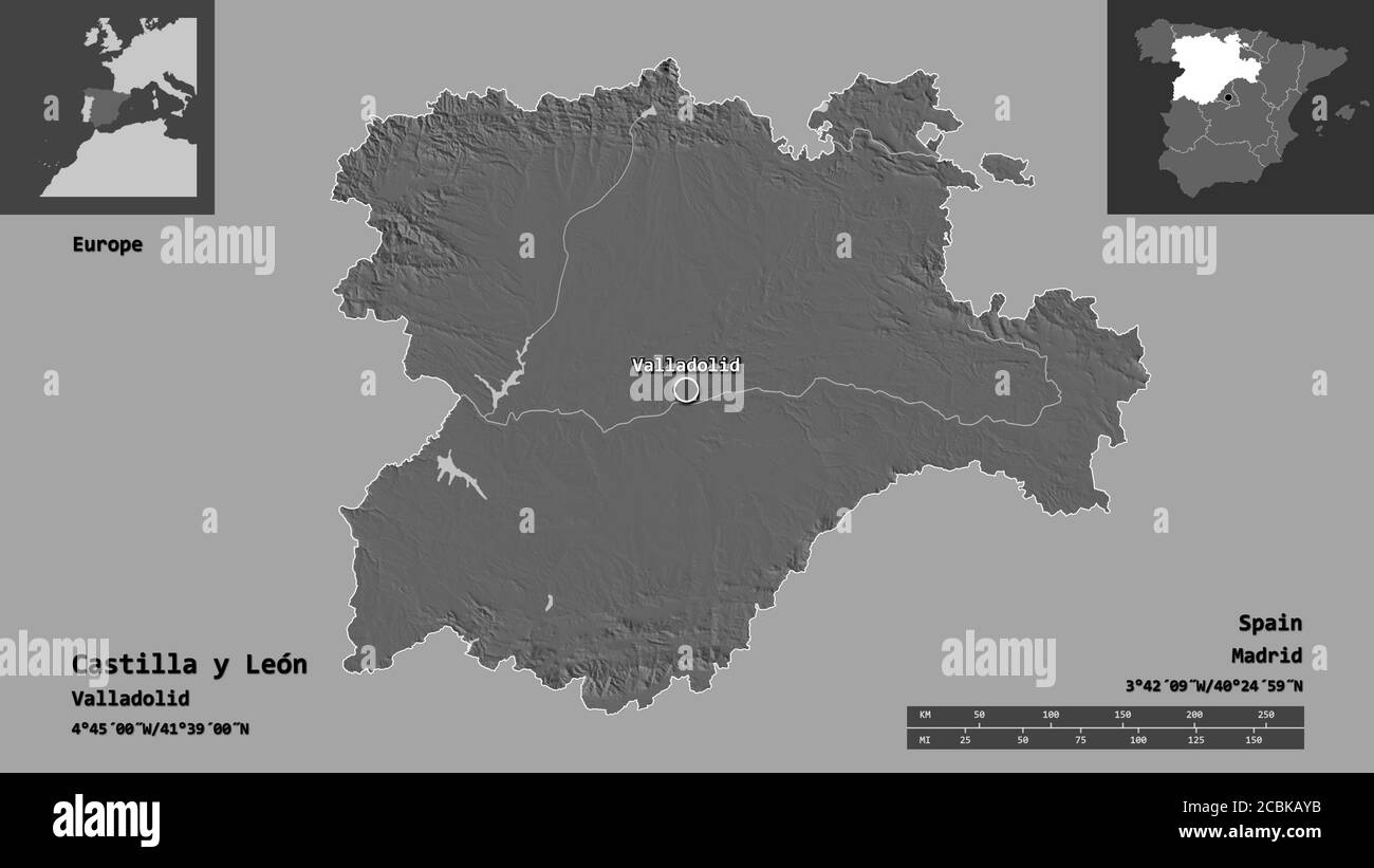 Shape of Castilla y León, autonomous community of Spain, and its ...