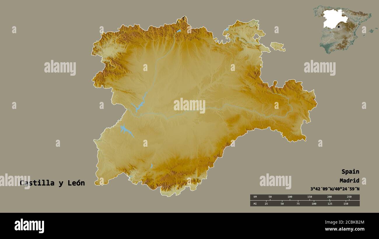 Shape of Castilla y León, autonomous community of Spain, with its ...
