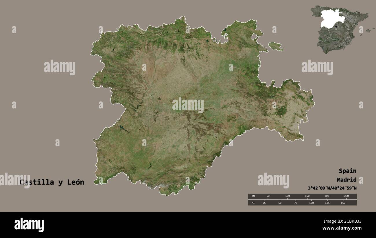 Shape of Castilla y León, autonomous community of Spain, with its ...