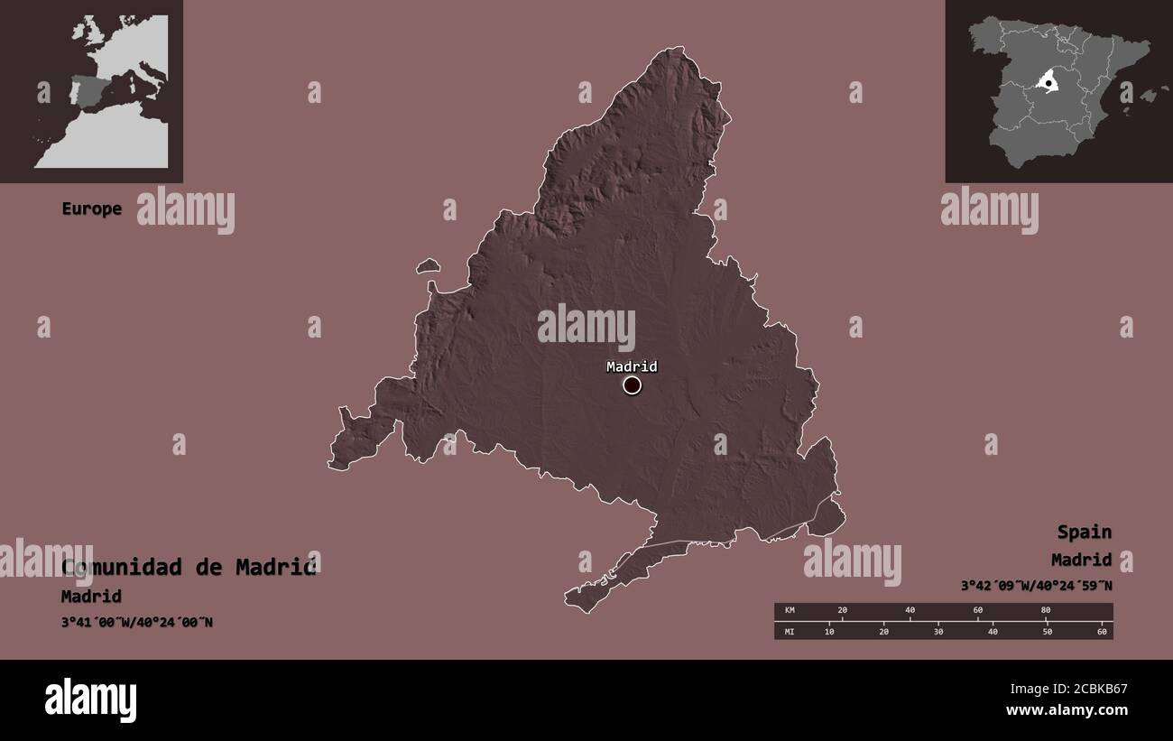 Shape of Comunidad de Madrid, autonomous community of Spain, and its ...