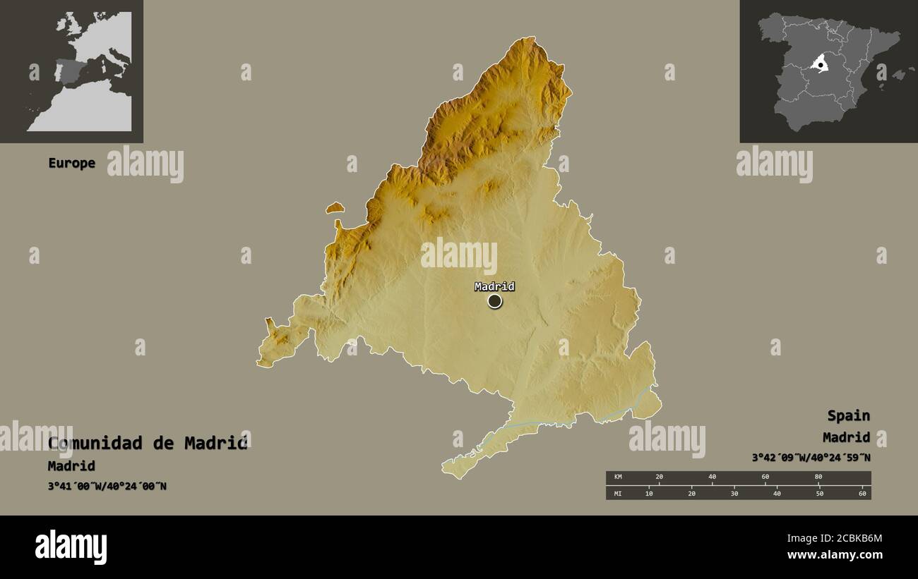 Shape of Comunidad de Madrid, autonomous community of Spain, and its ...