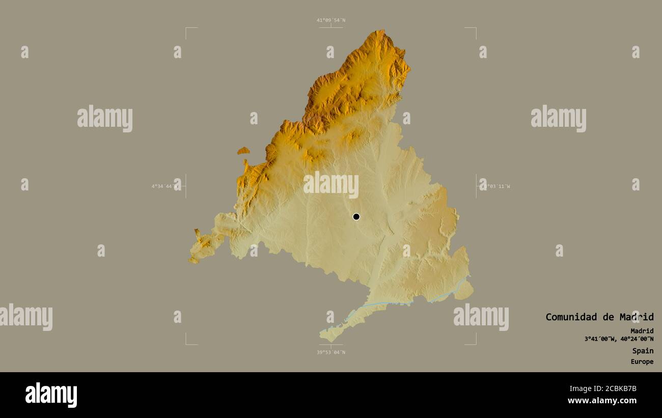 Area of Comunidad de Madrid, autonomous community of Spain, isolated on ...