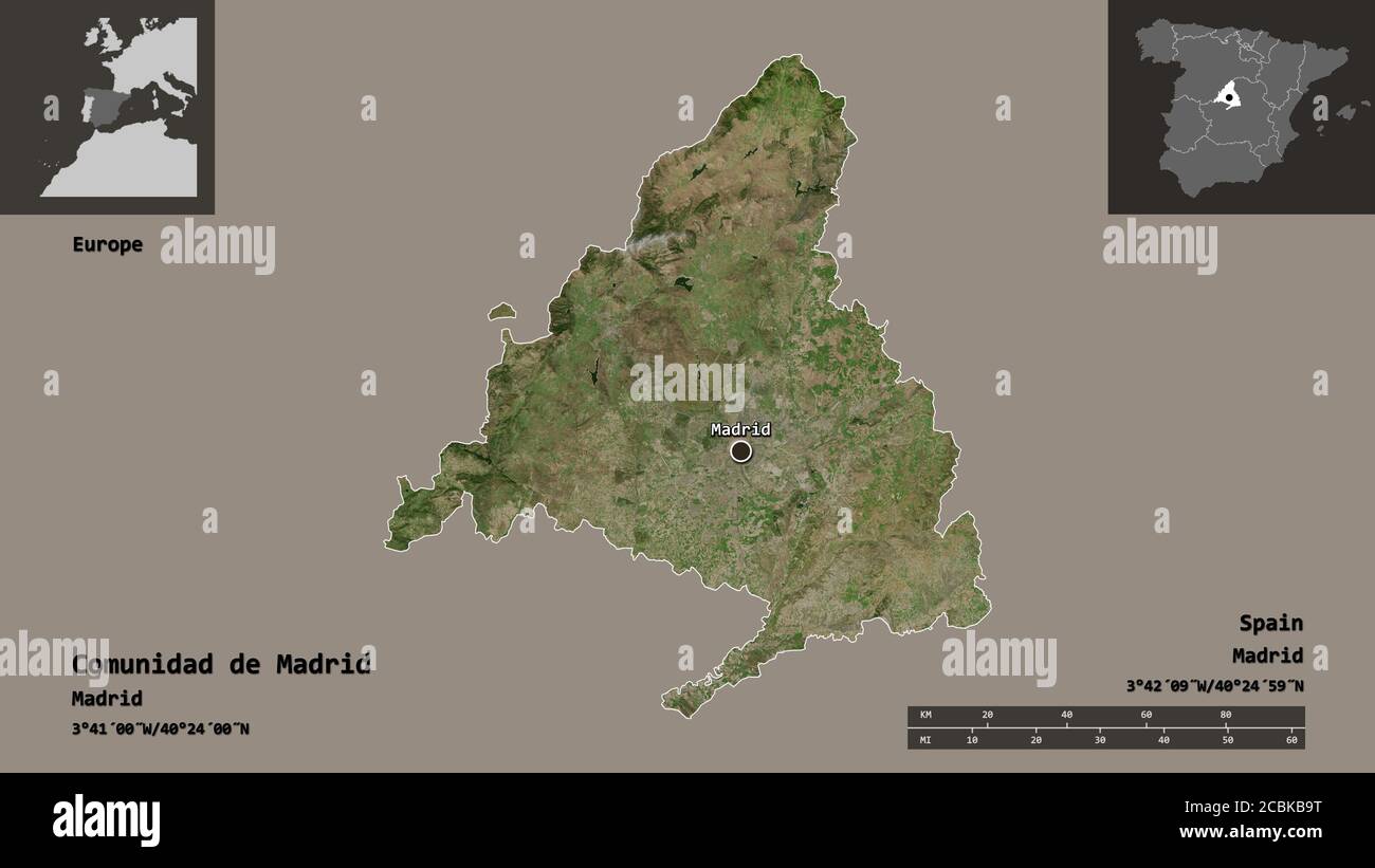 Shape of Comunidad de Madrid, autonomous community of Spain, and its ...