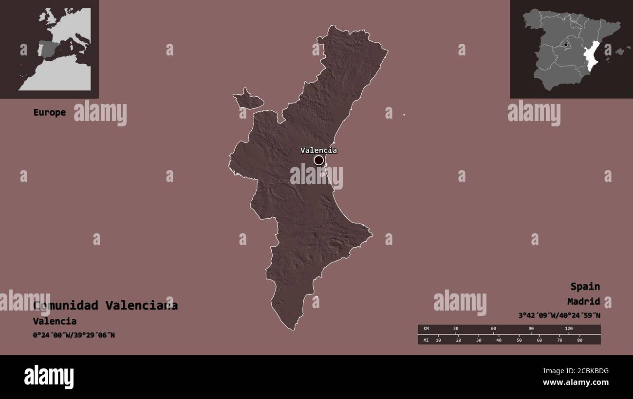 Shape of Comunidad Valenciana, autonomous community of Spain, and its ...