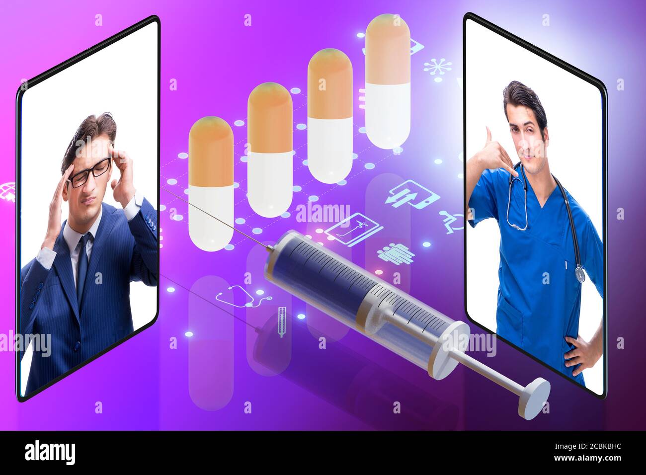 Telemedicine concept with remote treatment and consultation Stock Photo ...