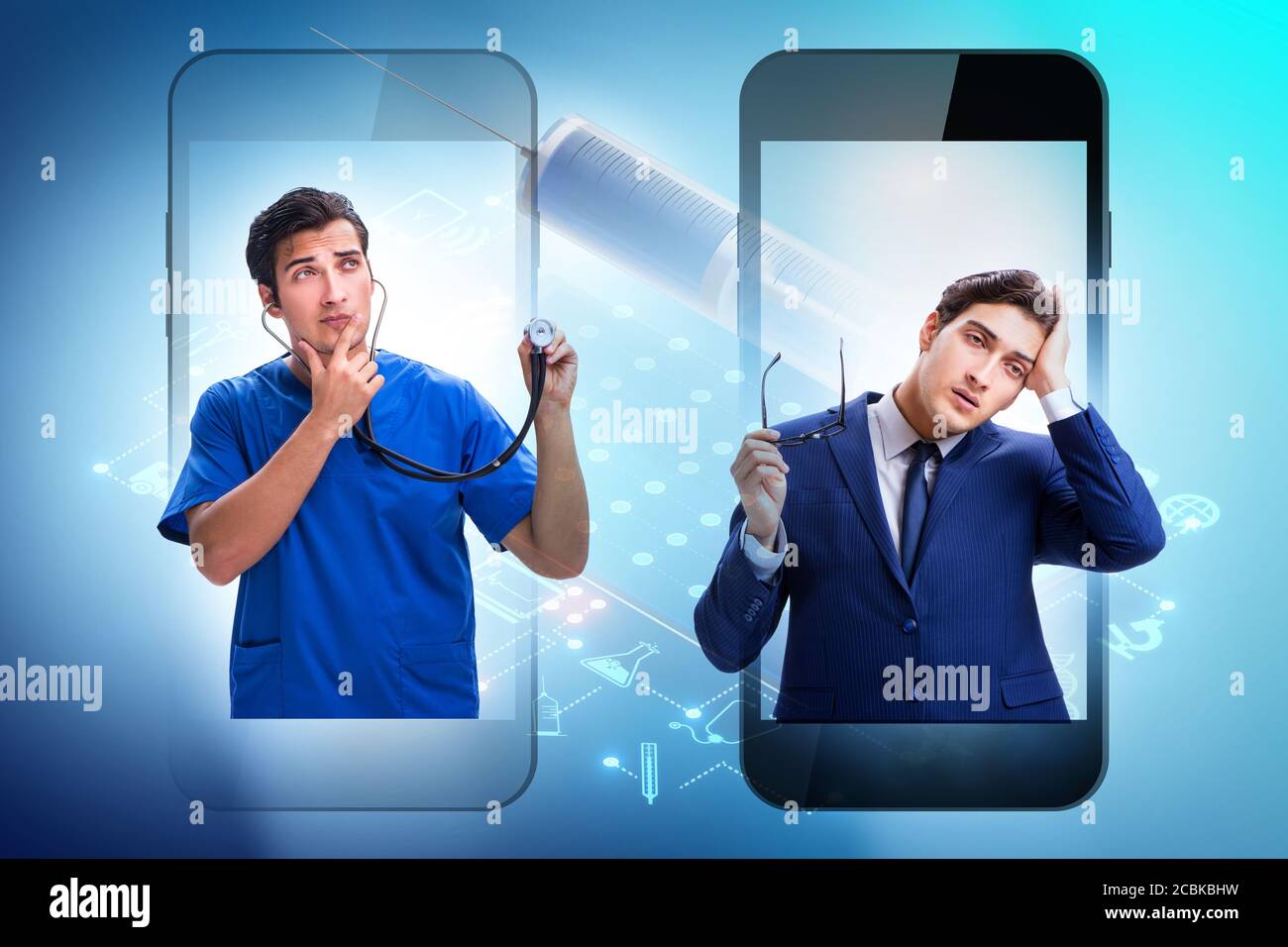 Telemedicine concept with remote treatment and consultation Stock Photo ...