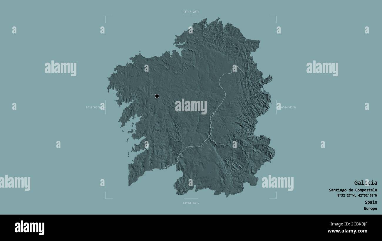 Area of Galicia, autonomous community of Spain, isolated on a solid ...