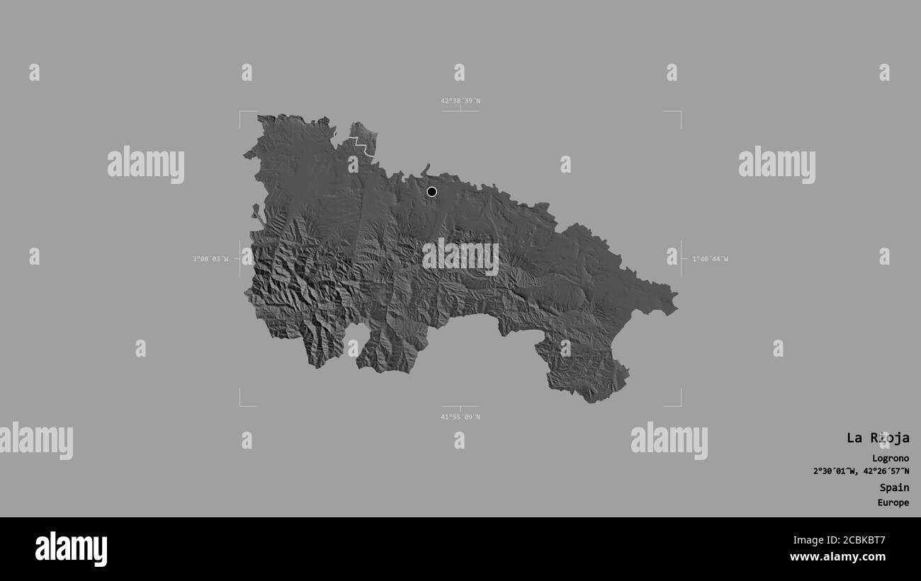 Area of La Rioja, autonomous community of Spain, isolated on a solid ...