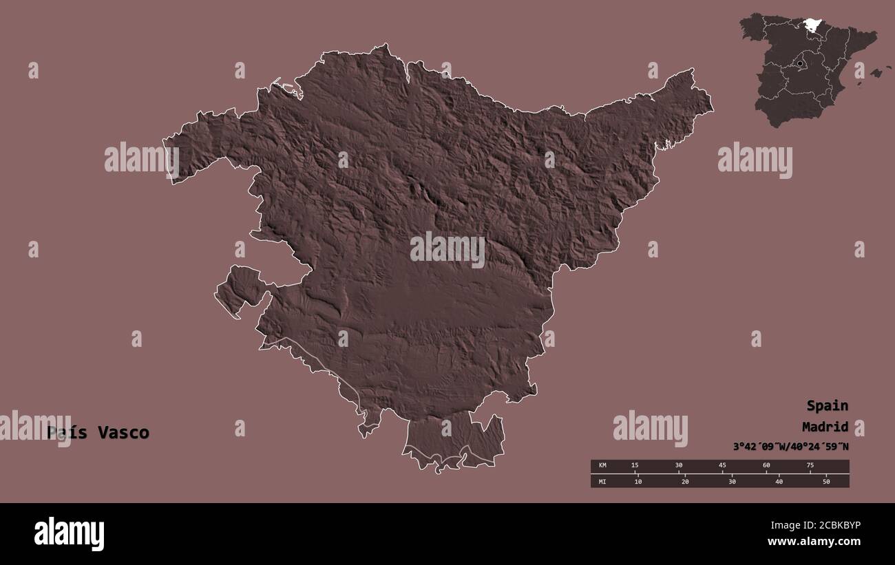 Shape of País Vasco, autonomous community of Spain, with its capital ...