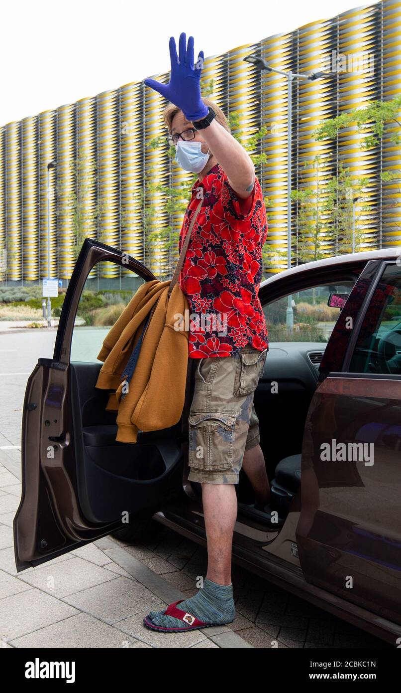 Heart transplant patient Richard Priest waves to staff as he leaves ...