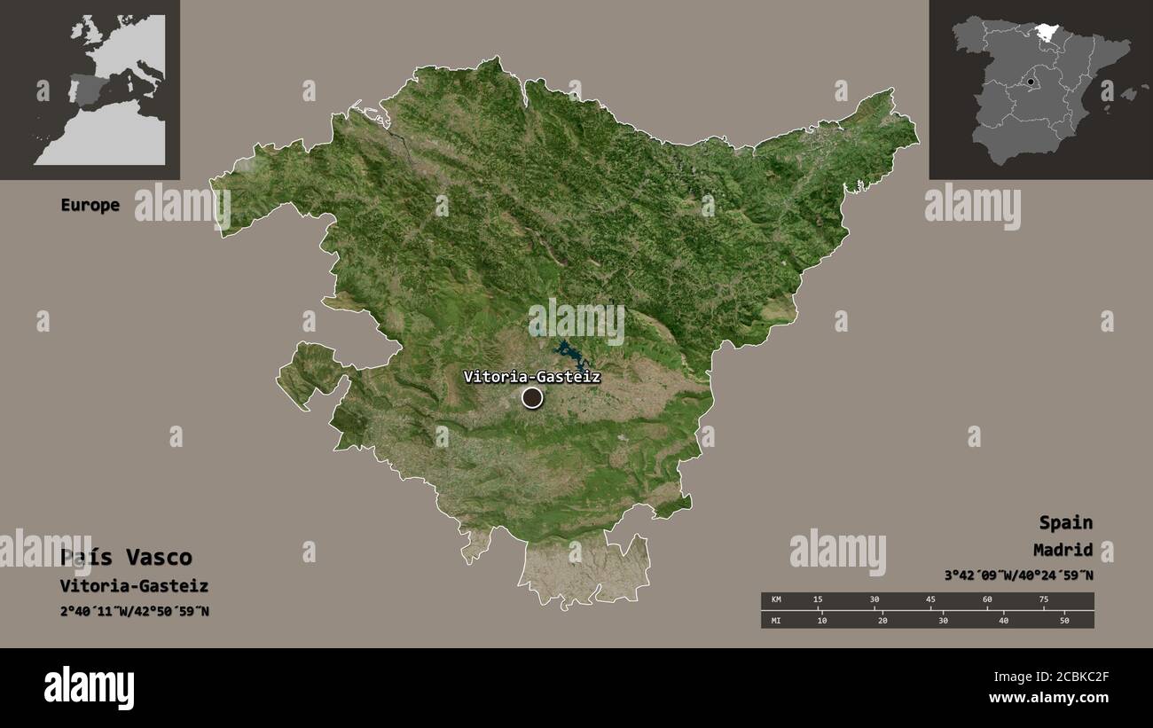 Shape of País Vasco, autonomous community of Spain, and its capital ...
