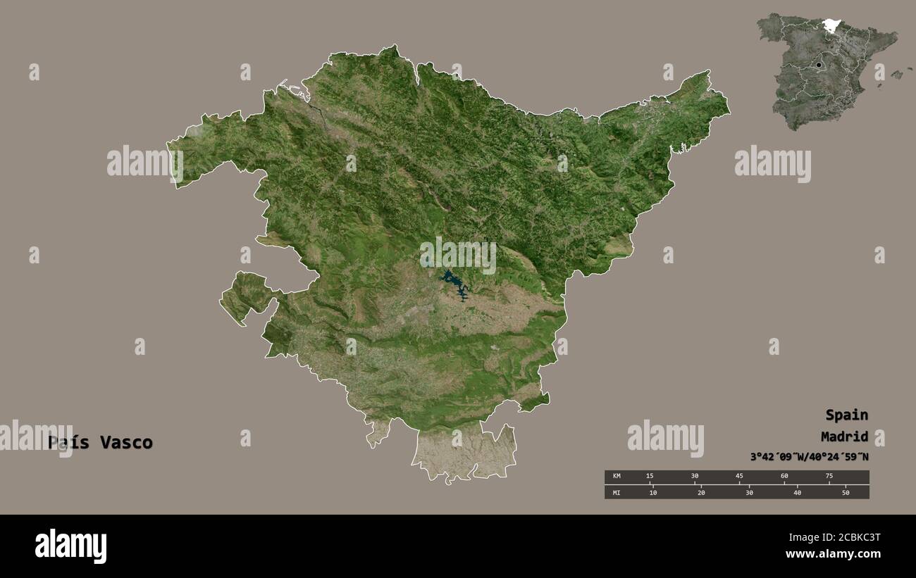 Shape of País Vasco, autonomous community of Spain, with its capital ...