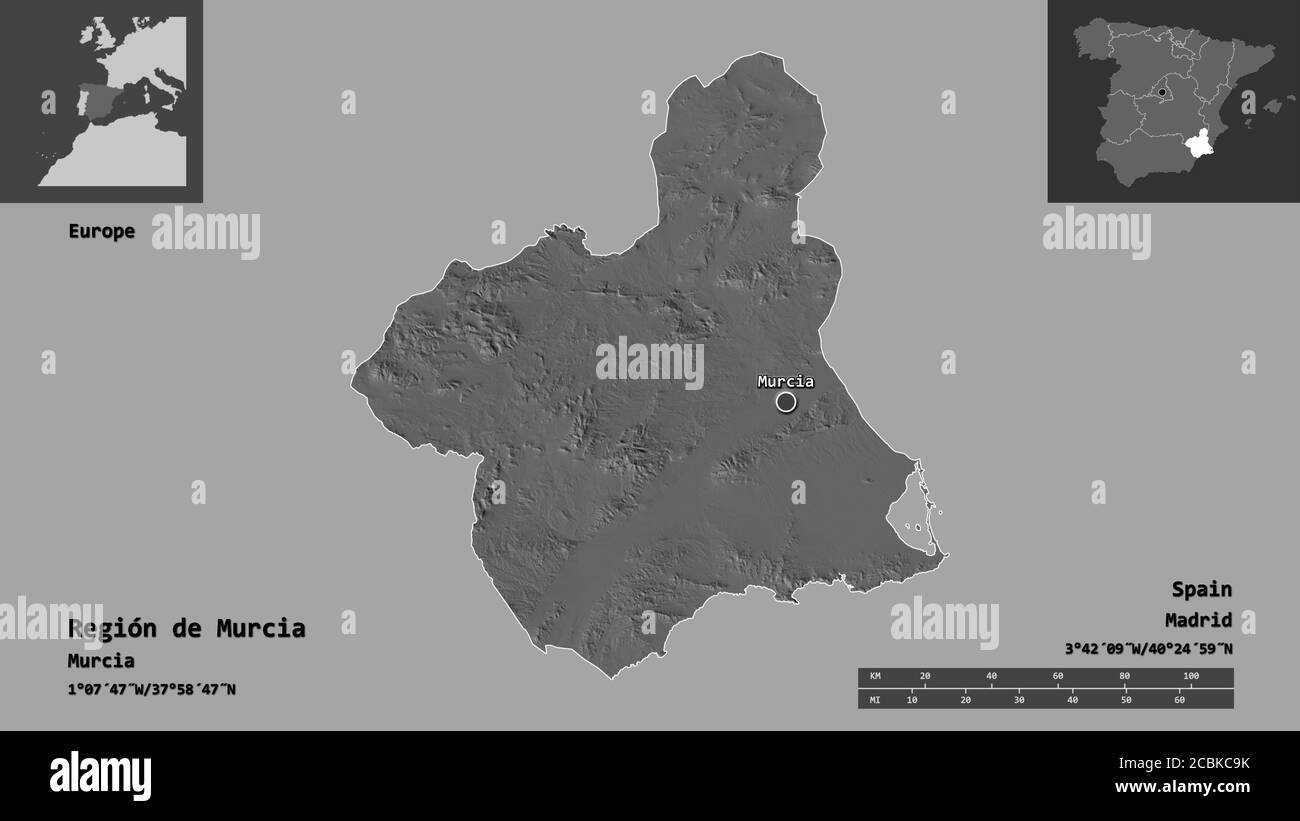 Shape of Región de Murcia, autonomous community of Spain, and its ...