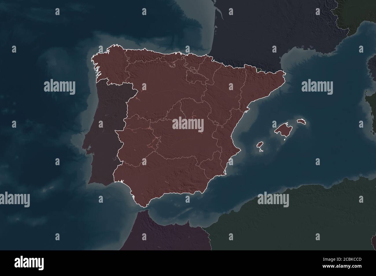 Shape of Spain separated by the desaturation of neighboring areas ...