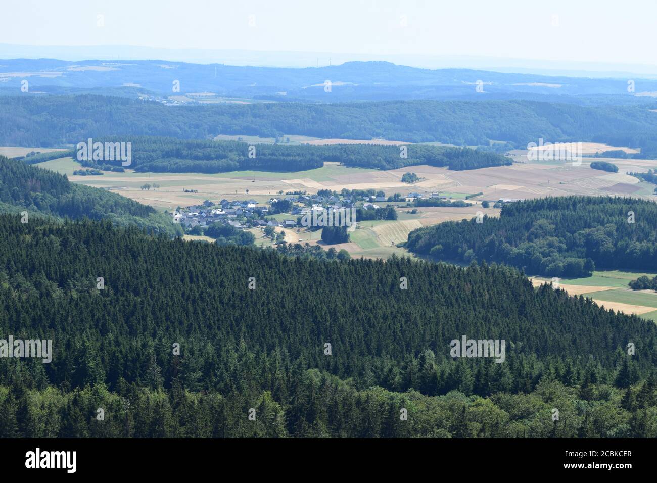 viewing from the Kaiser-Wilhelm-Turm on the Hohe Acht across the Eifel ...