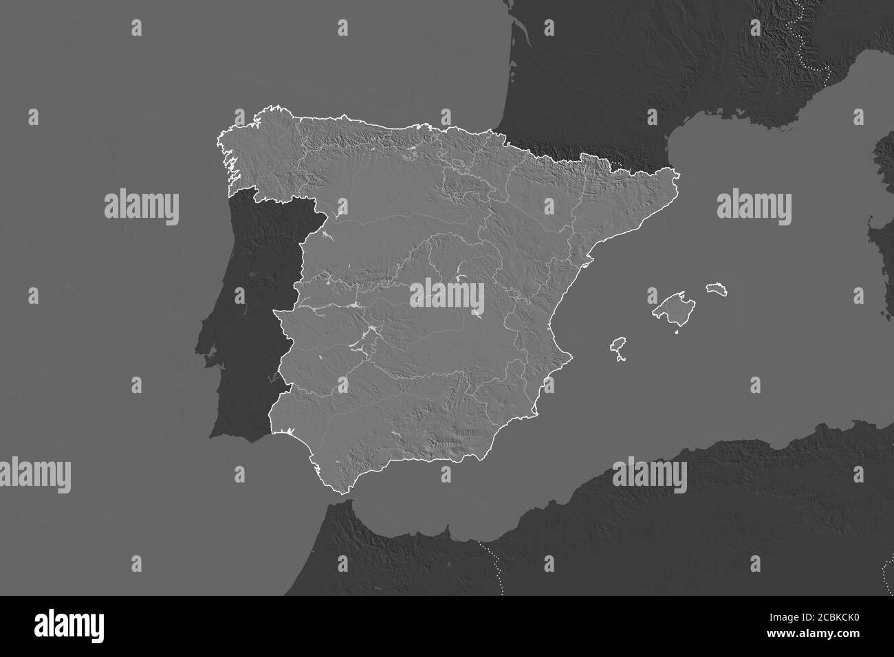 Shape of Spain separated by the desaturation of neighboring areas ...