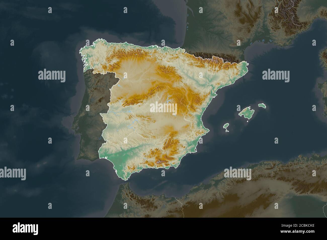 Shape of Spain separated by the desaturation of neighboring areas ...