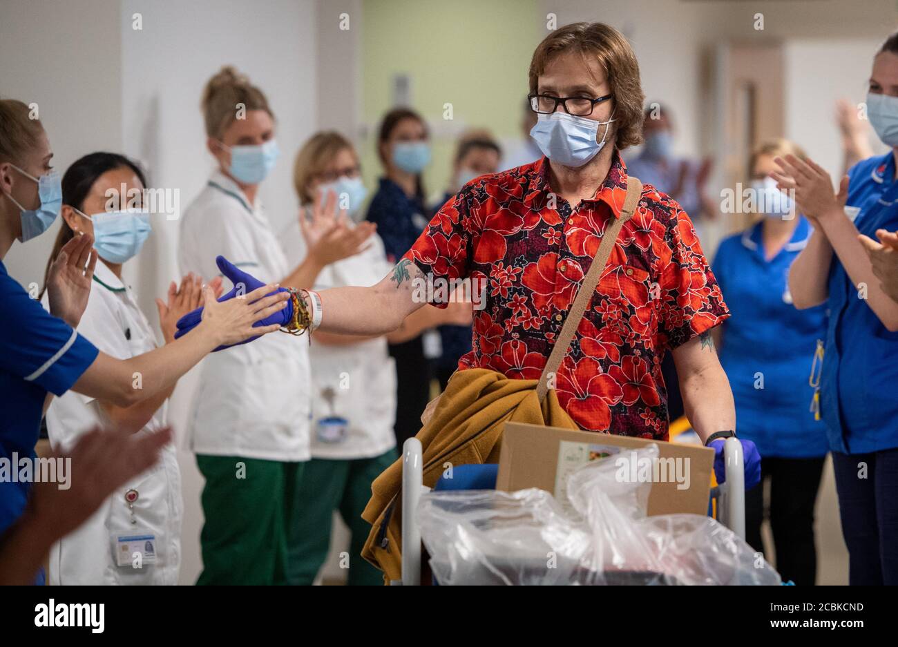 Heart transplant patient Richard Priest being clapped out by staff as ...