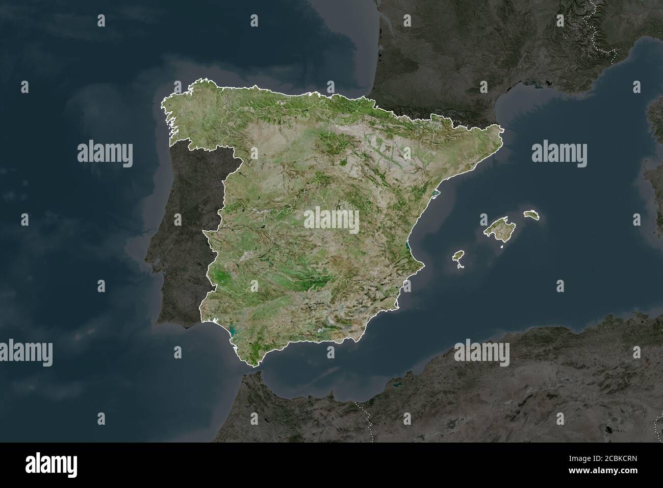 Shape of Spain separated by the desaturation of neighboring areas ...