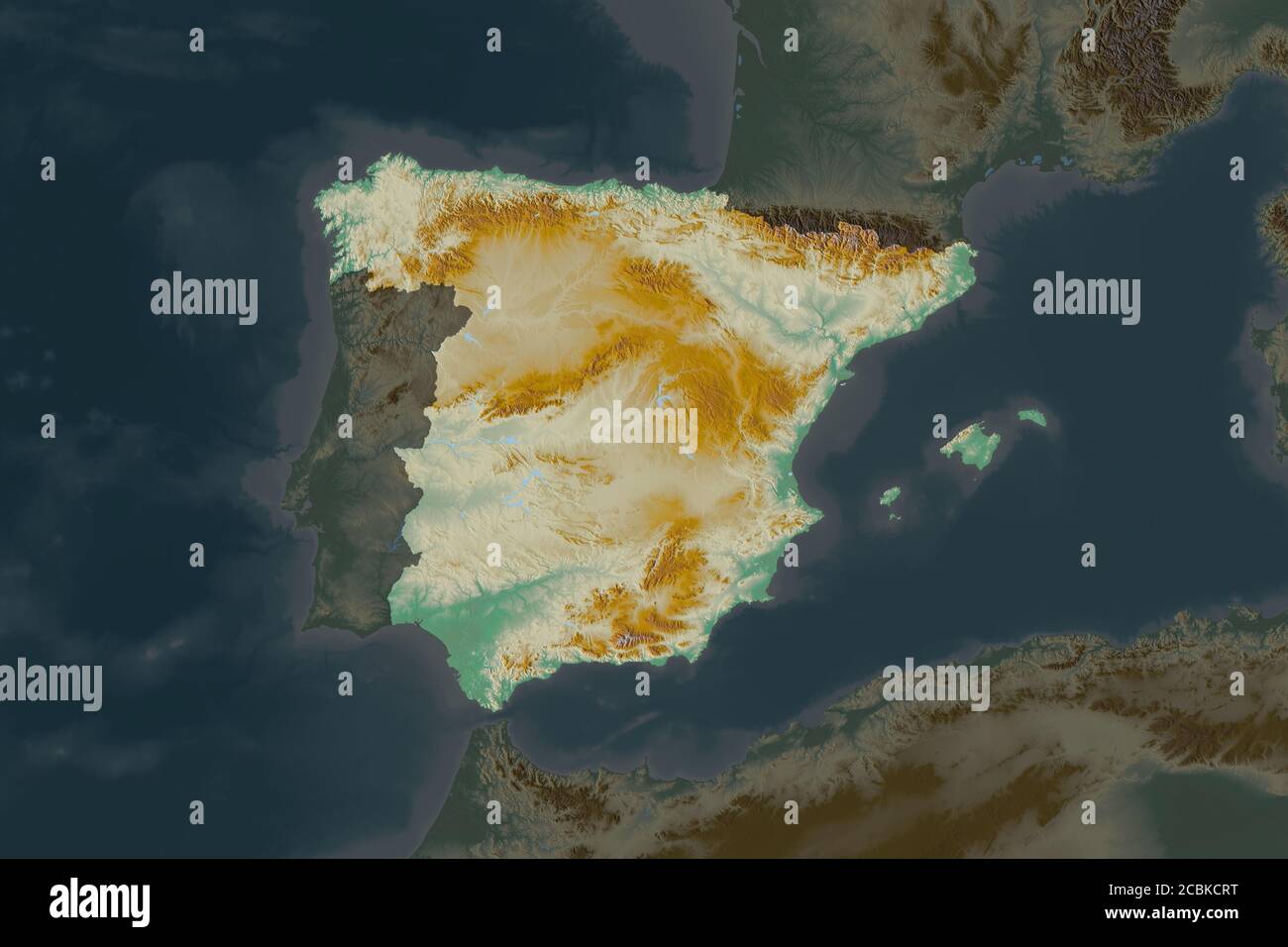 Shape of Spain separated by the desaturation of neighboring areas ...