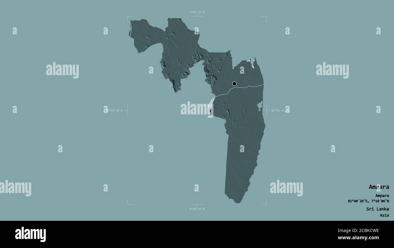 Area of Ampara, district of Sri Lanka, isolated on a solid background ...