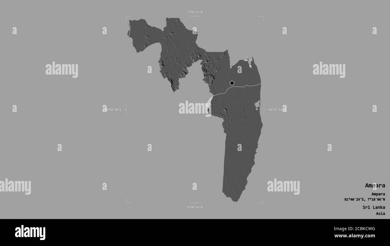 Area of Ampara, district of Sri Lanka, isolated on a solid background ...