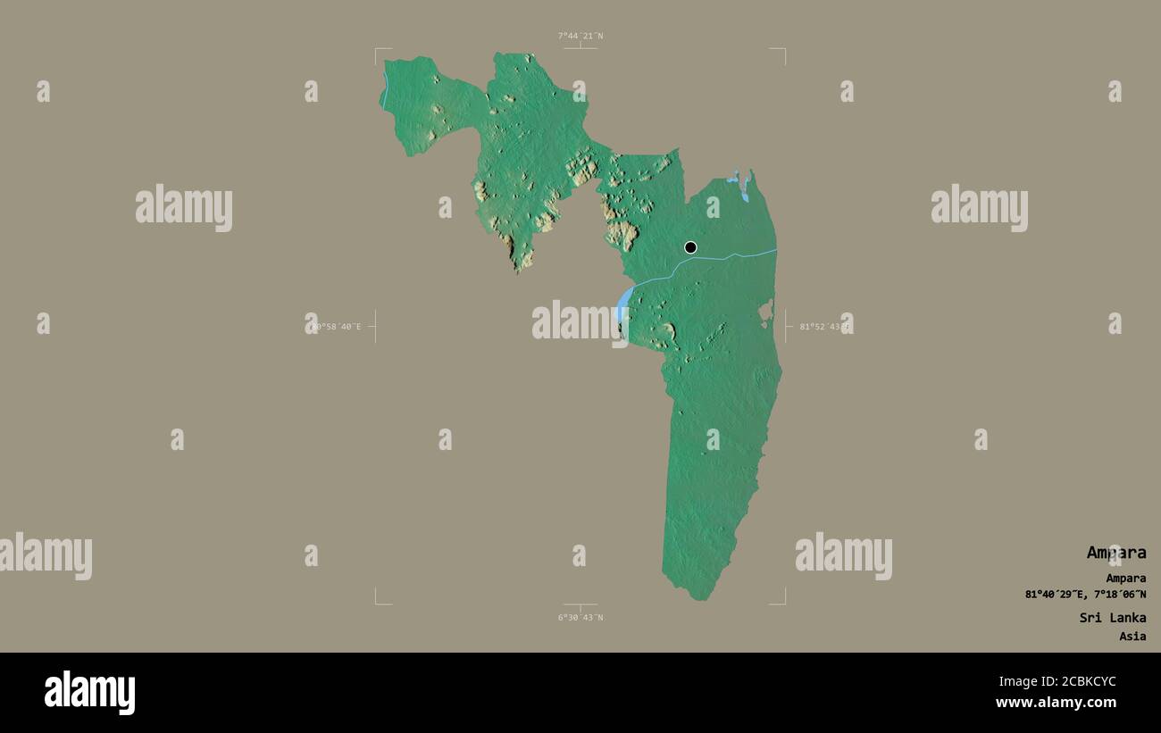 Area of Ampara, district of Sri Lanka, isolated on a solid background ...