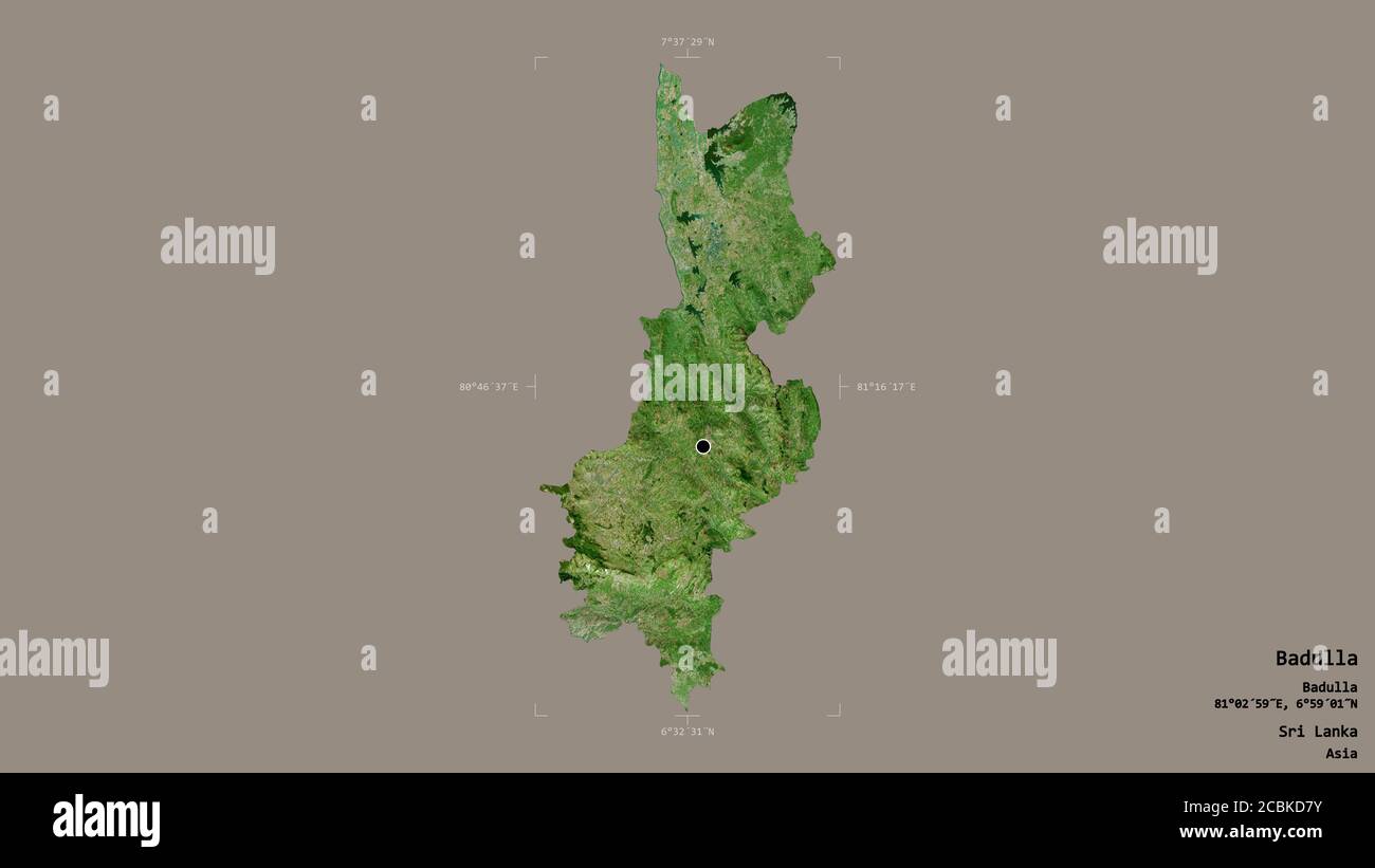 Area of Badulla, district of Sri Lanka, isolated on a solid background ...