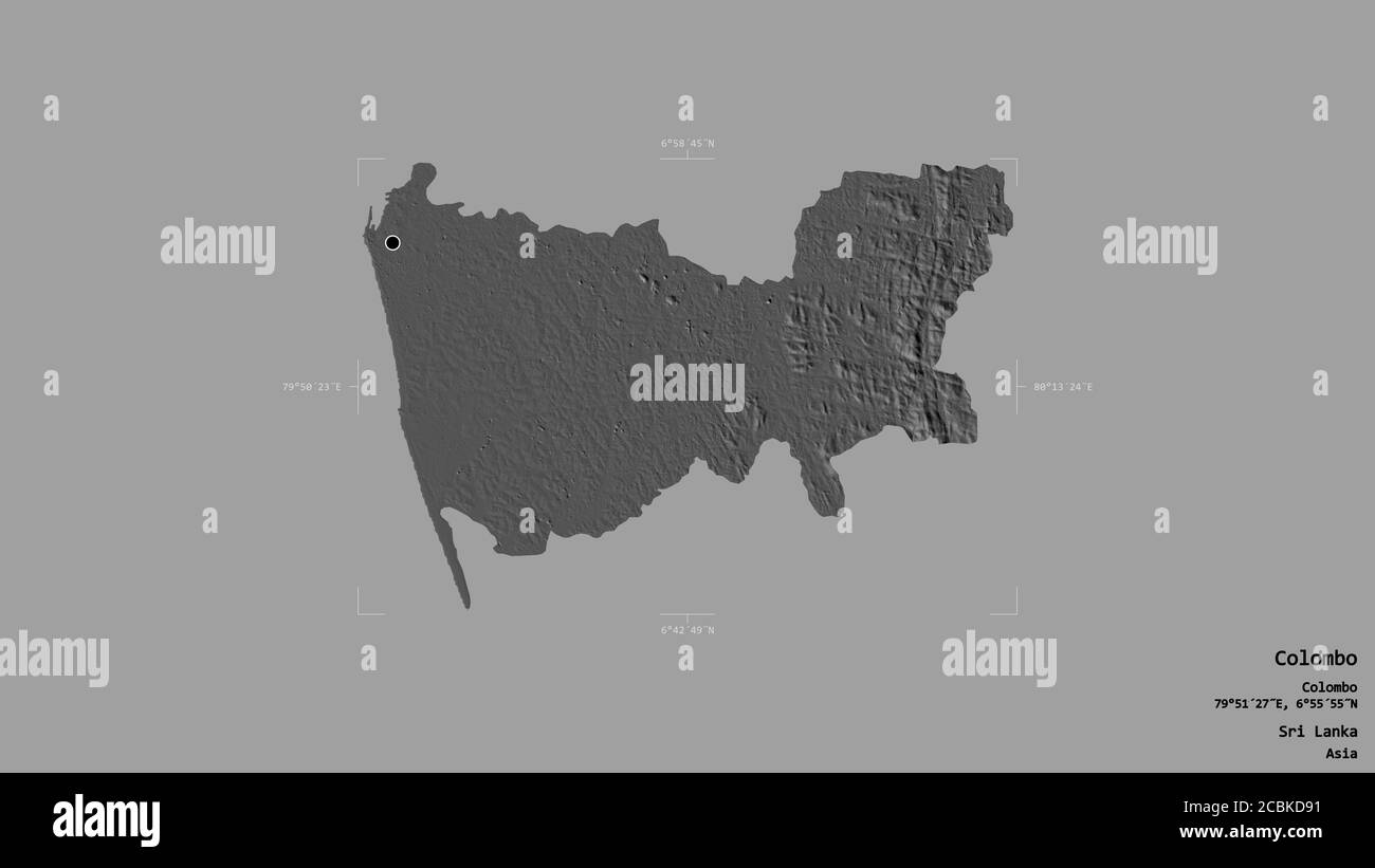 Area of Colombo, district of Sri Lanka, isolated on a solid background ...