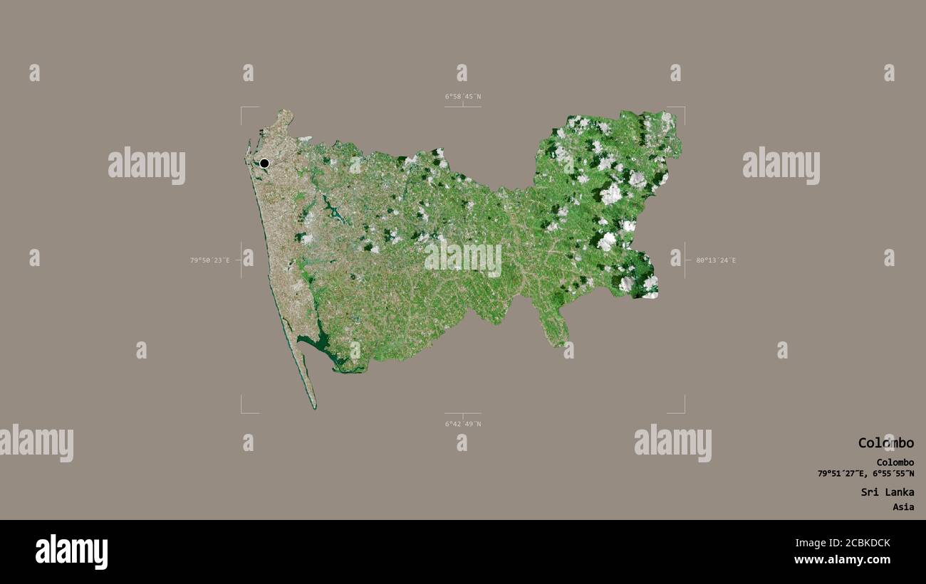Area of Colombo, district of Sri Lanka, isolated on a solid background ...