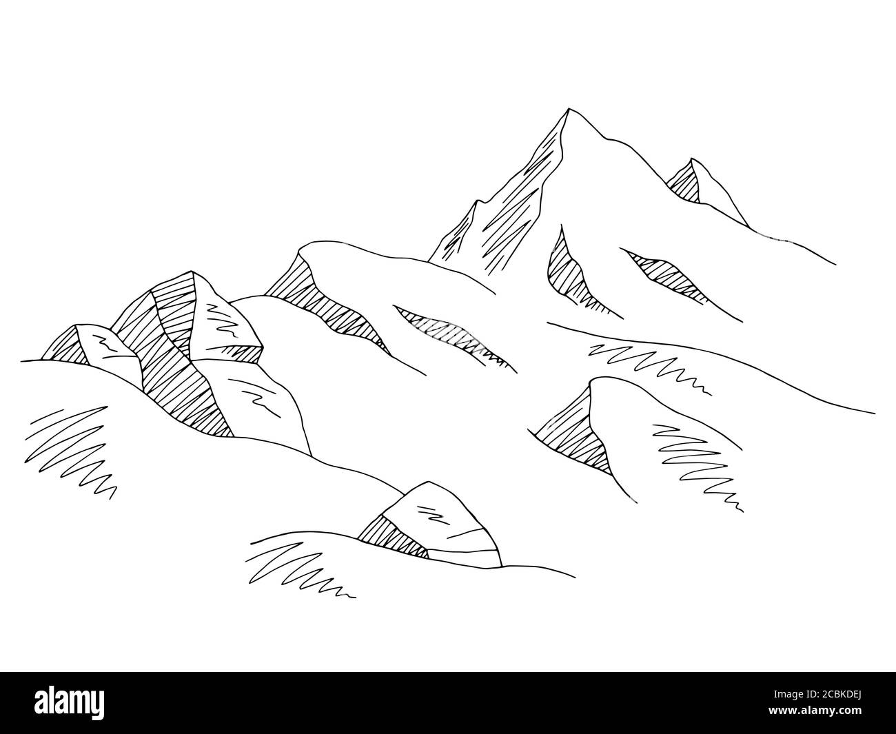 Mountains snow graphic landscape sketch illustration vector Stock ...
