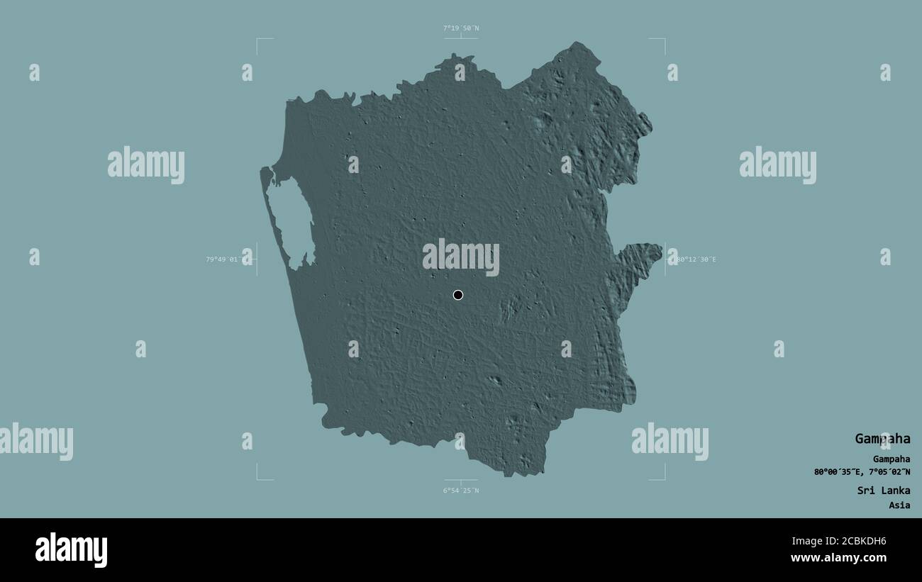 Area of Gampaha, district of Sri Lanka, isolated on a solid background ...