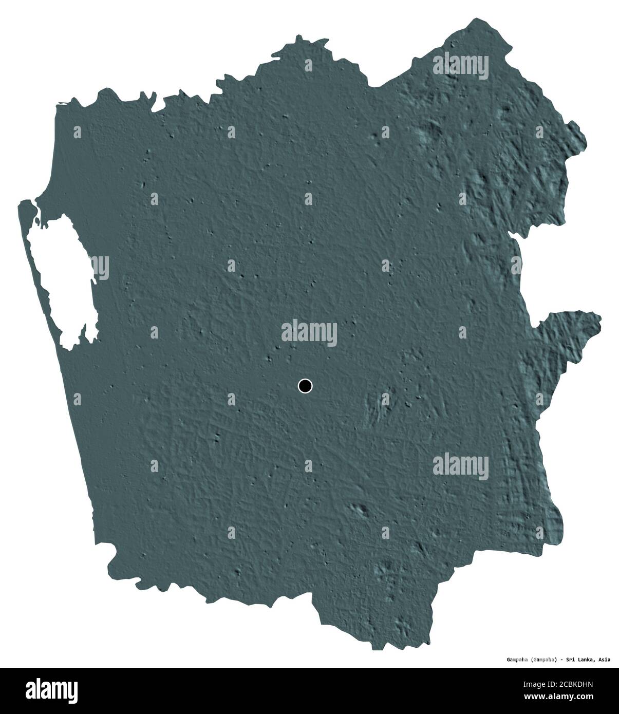 Shape of Gampaha, district of Sri Lanka, with its capital isolated on ...
