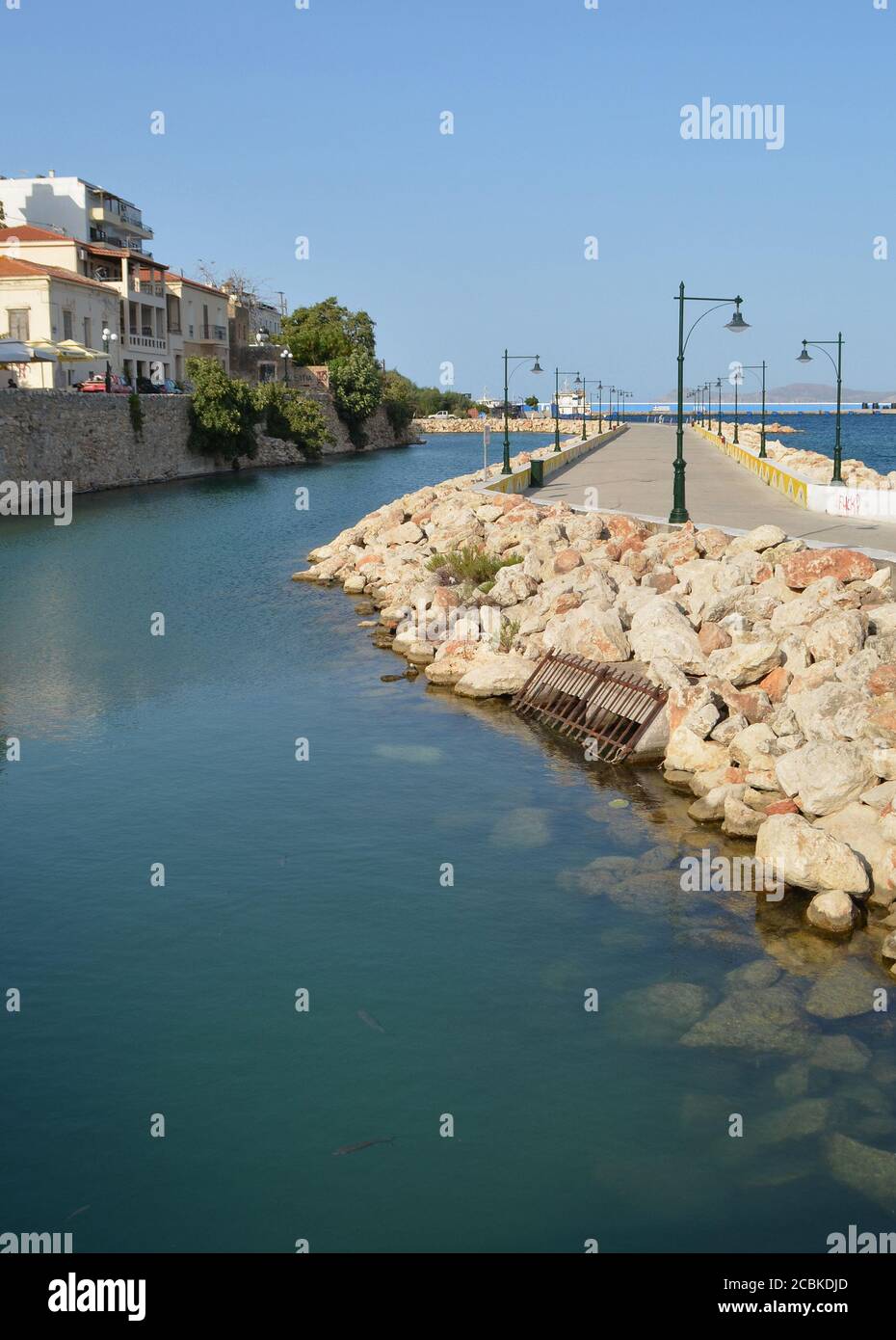 The estuary / river leading to the sea in Sitia, Crete, Greece Stock ...