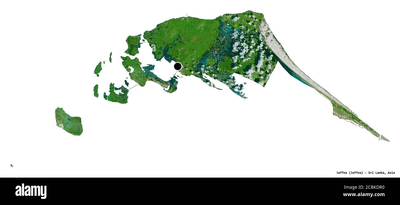 Shape of Jaffna, district of Sri Lanka, with its capital isolated on ...