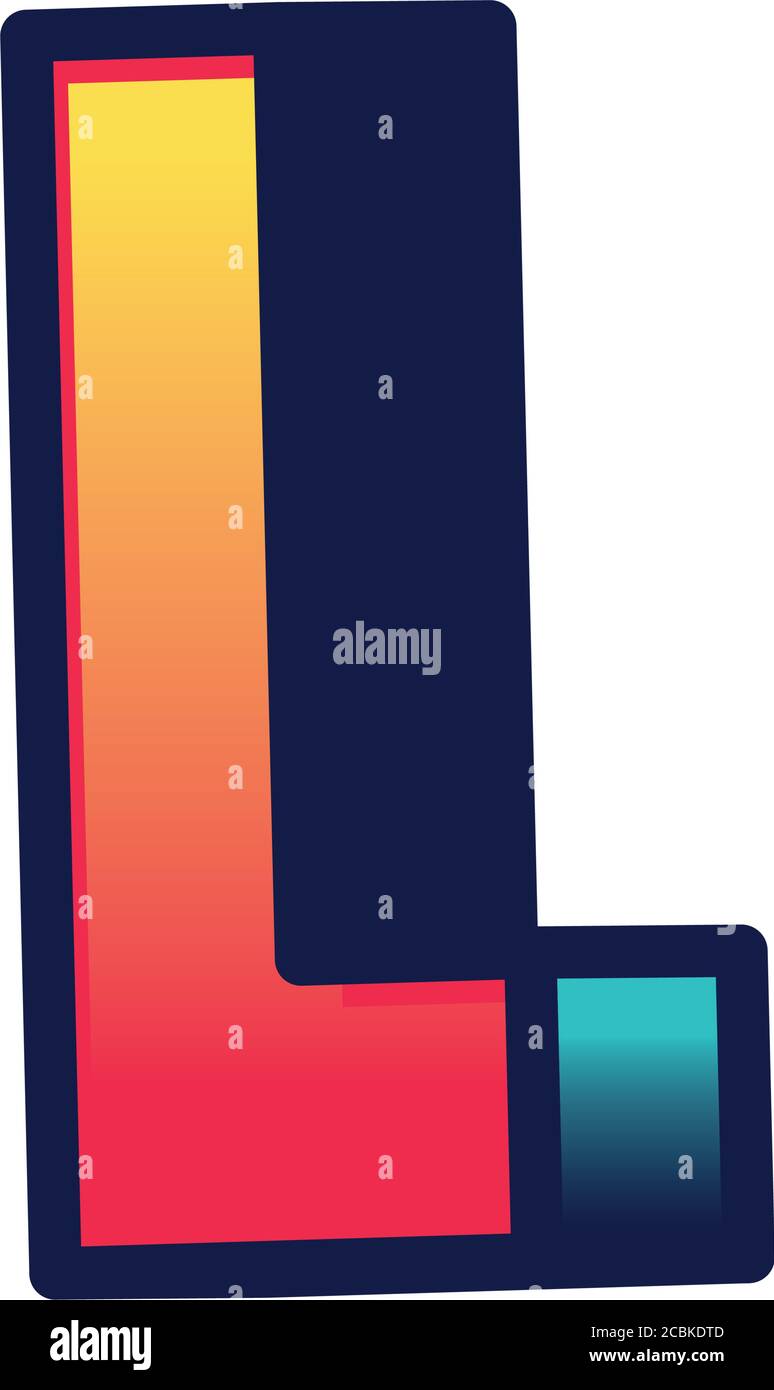 3d l gradient letter design, lettering typography retro and comic theme ...