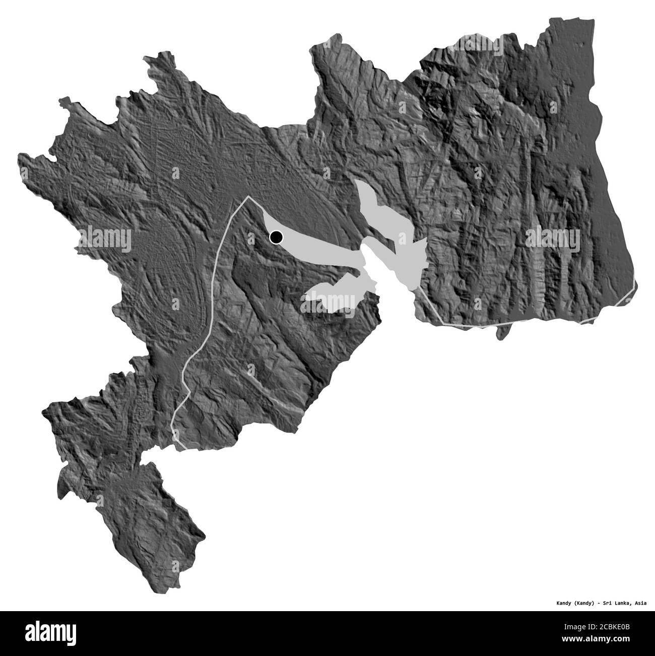 Shape of Kandy, district of Sri Lanka, with its capital isolated on ...