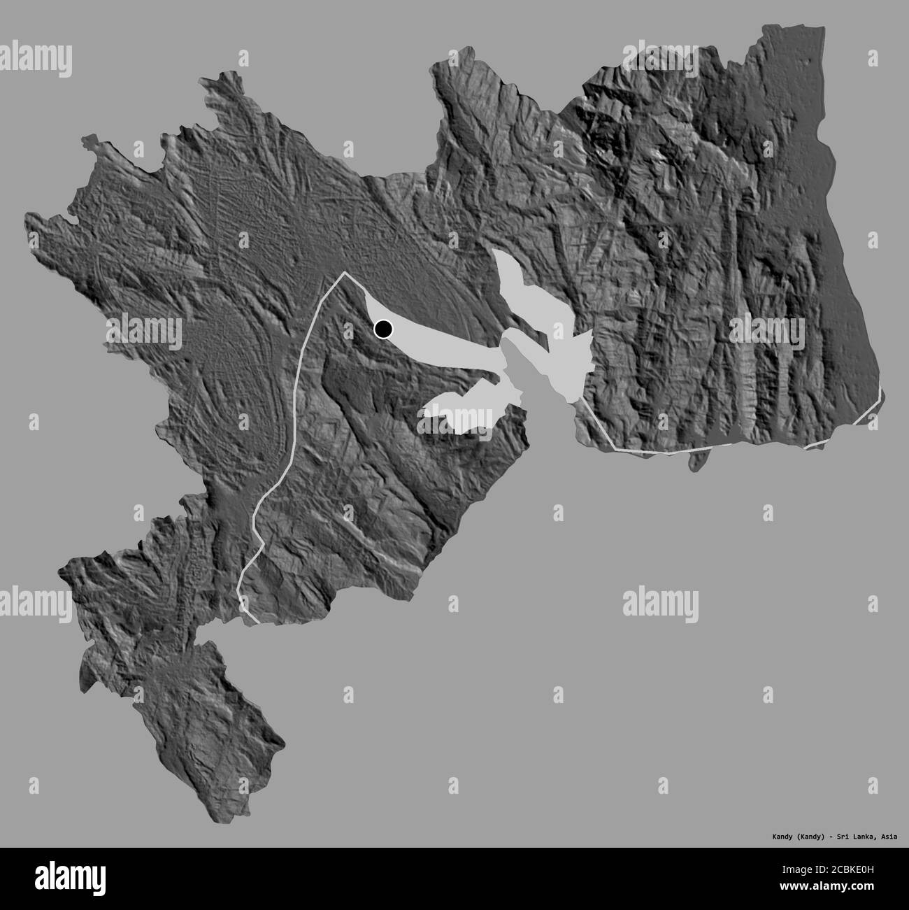 Shape of Kandy, district of Sri Lanka, with its capital isolated on a ...