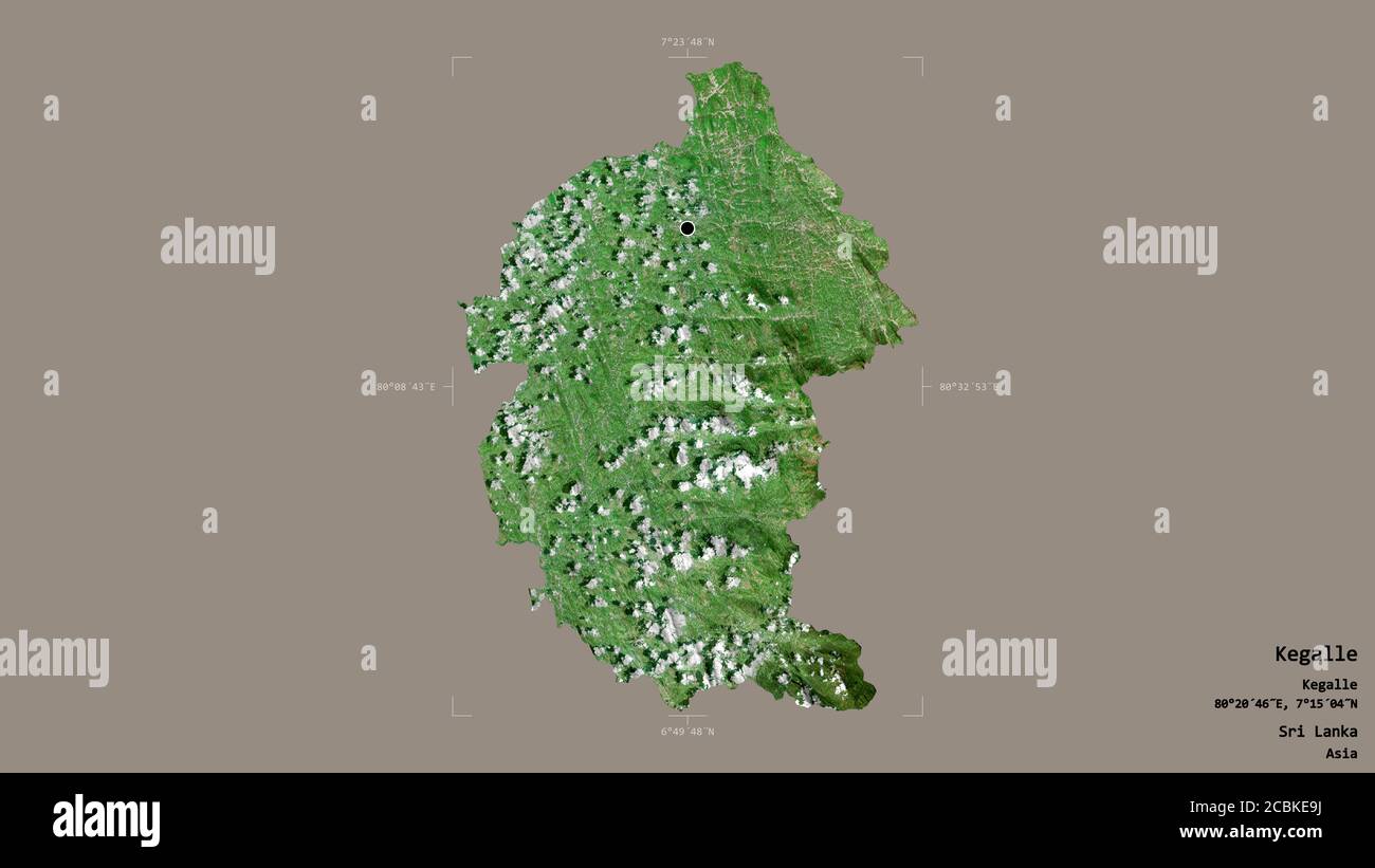 Area of Kegalle, district of Sri Lanka, isolated on a solid background ...