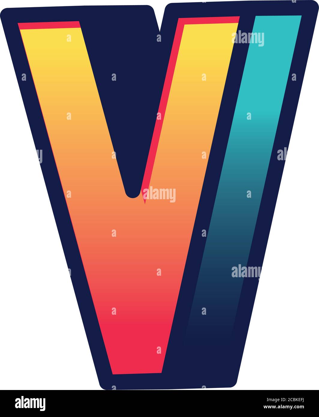 3d v gradient letter design, lettering typography retro and comic theme ...