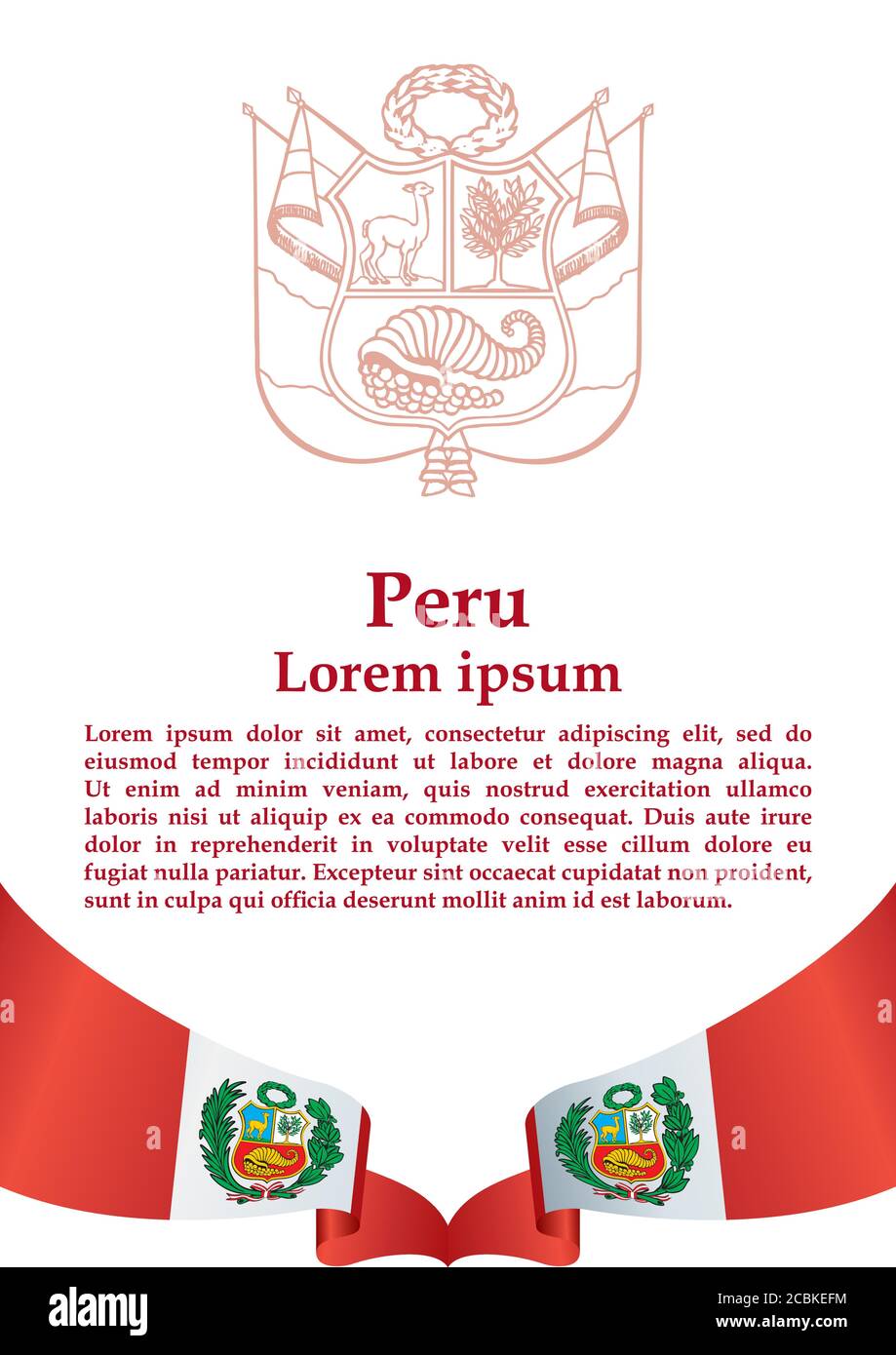 Flag of Peru, Republic of Peru. Template for award design, an official ...